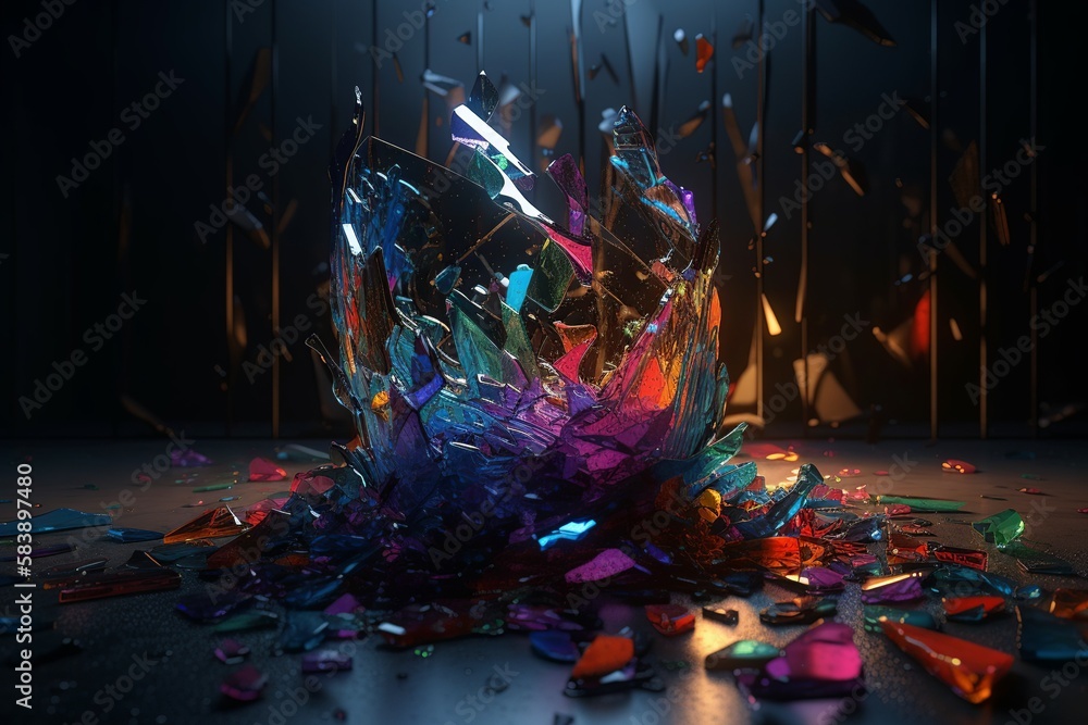 abstract background featuring a shattered glass design in vibrant ...