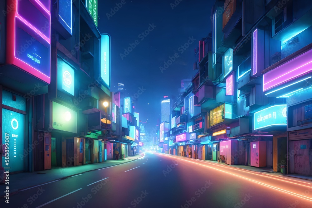 futuristic modern future street slum city, generative art by A.I. Stock ...