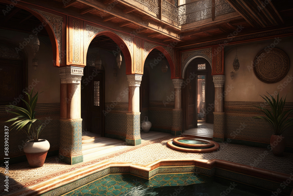 Hamam, spa interior. Turkish hammam. Oriental bath. Ancient interior ...