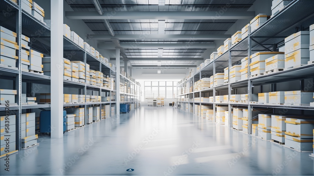 Organized warehouse interior showcases efficiency in logistics and ...