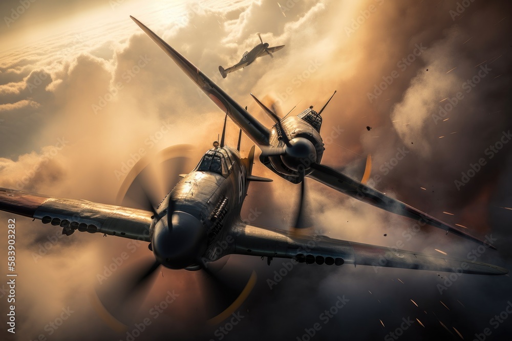 WW2 airplane - spitfire - Created with Generative ai Stock Illustration ...