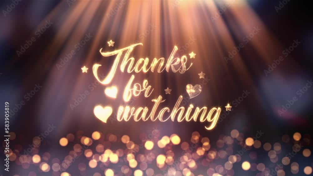 Thanks for Watching creative gold text design cinematic title trailer ...