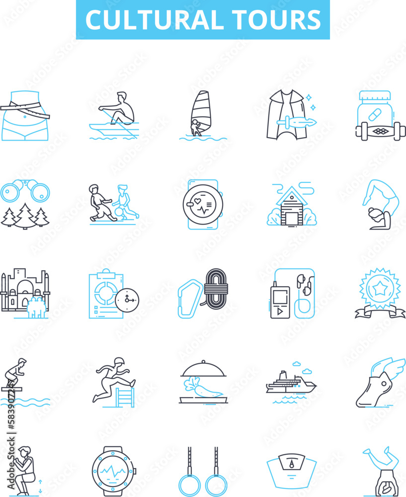 Cultural tours vector line icons set. Cultural, Tours, Excursion ...
