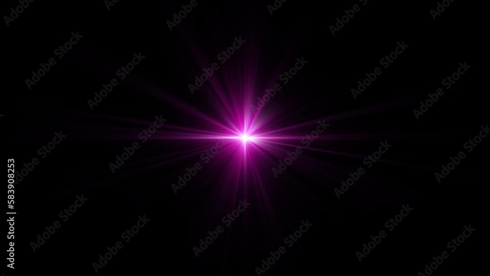 Loop center rotating flickering pink star sun lights ray optical lens ...
