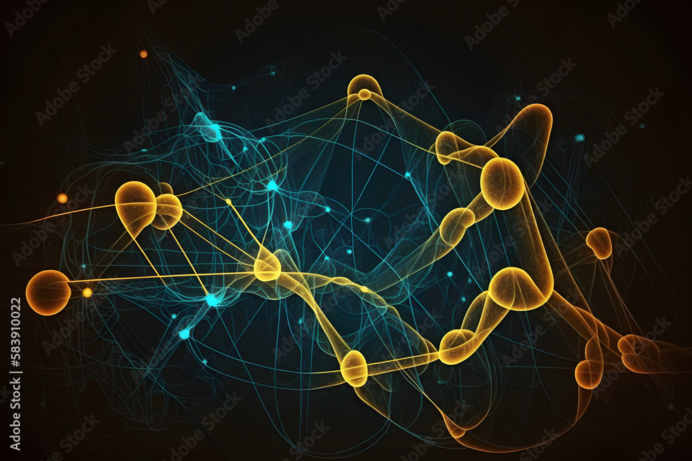 Titel: connected atom and stars molekule background, abstract lines ...