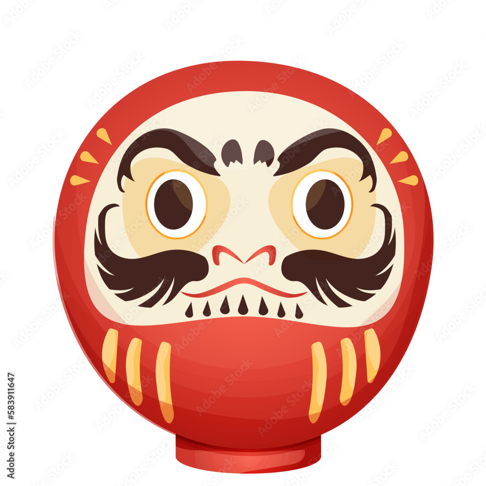 Daruma red traditional japan doll talisman with angry face, geld ...
