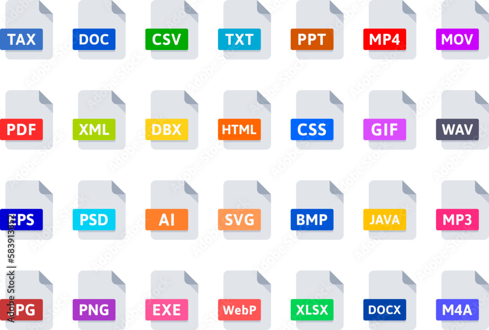 File formats icons vector pack Stock Vector | Adobe Stock