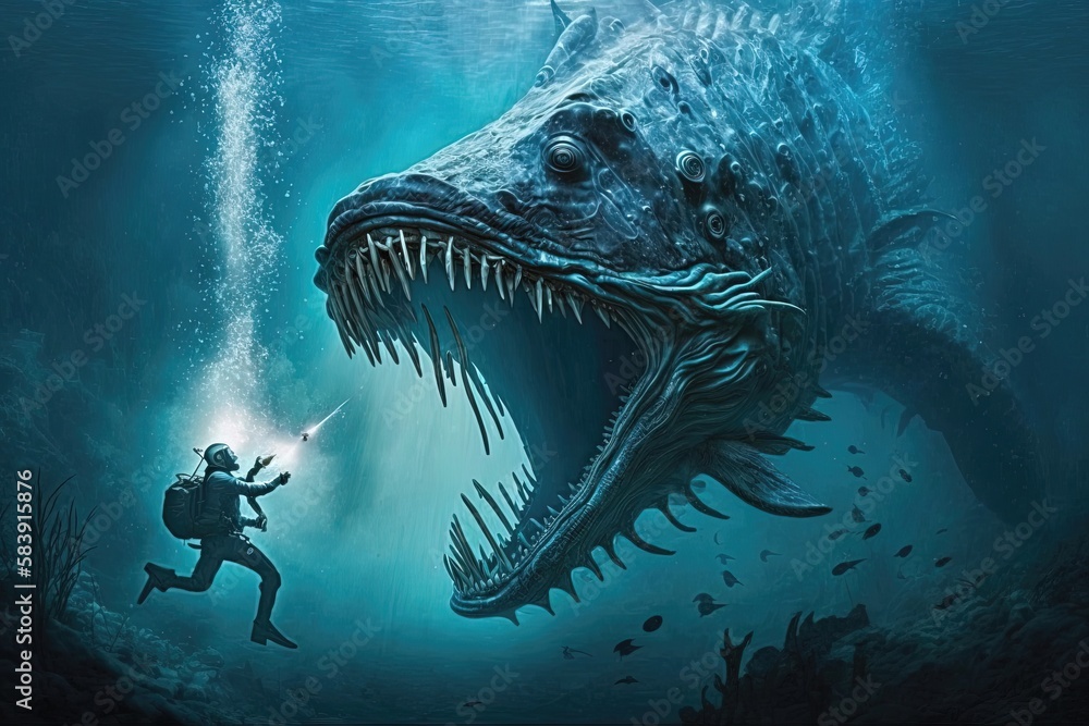 In the midst of a raging storm, a terrifying sea monster attacks a ...