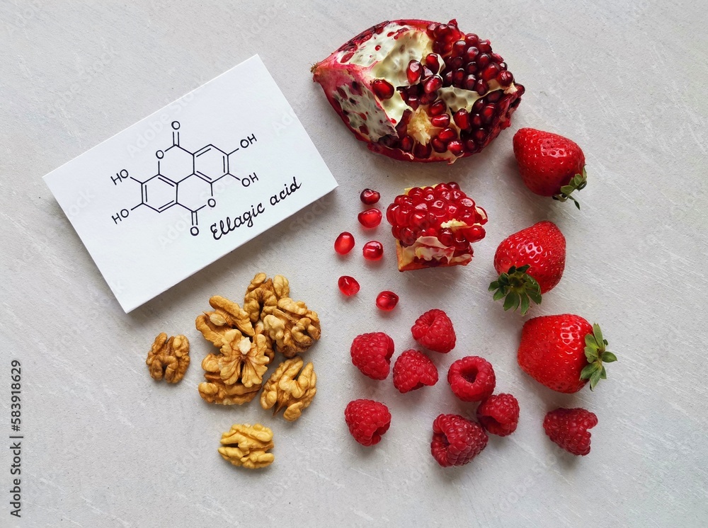 Food rich in ellagic acid. Food sources of ellagic acid with chemical ...