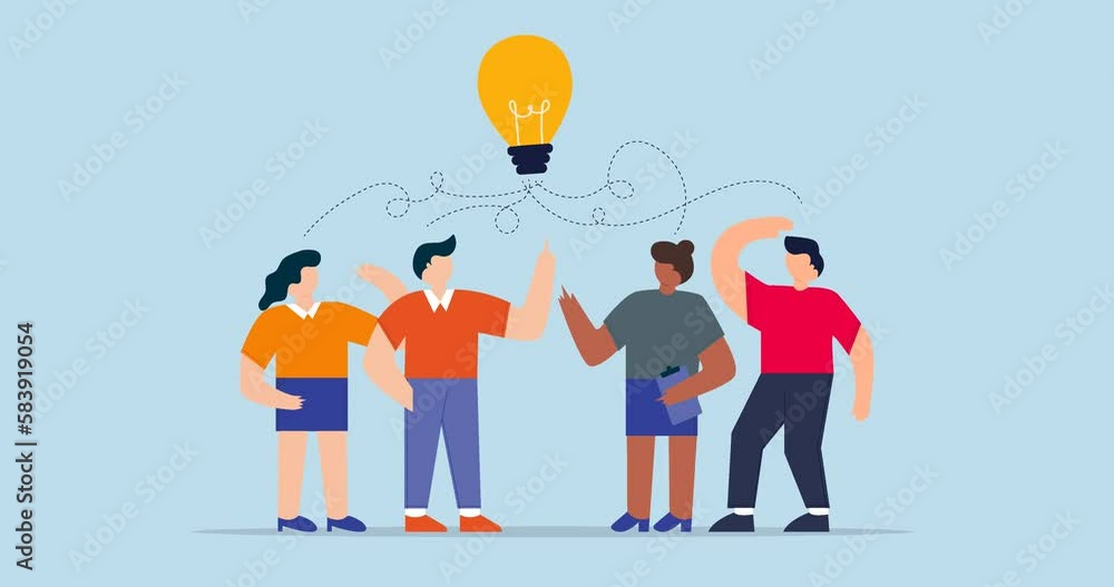 4k animation of Brainstorming idea. business men and women ...