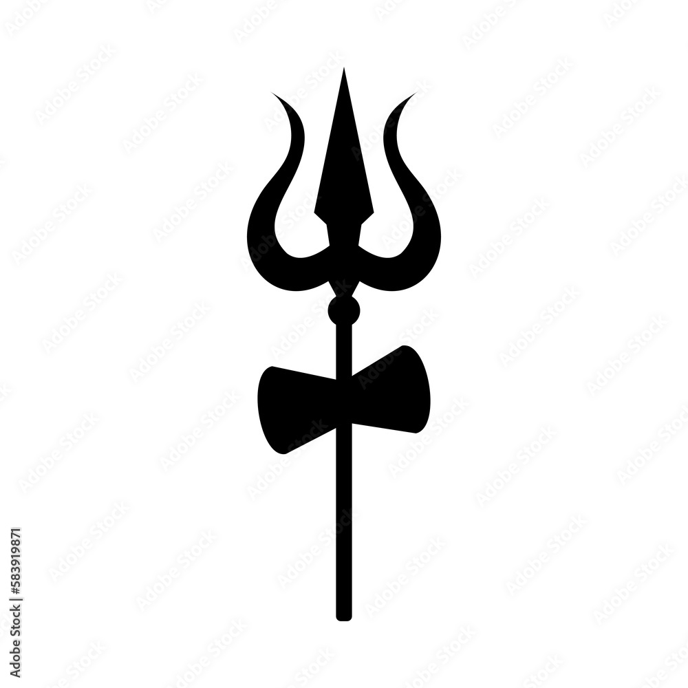Shiva God Trishul Trident Vector Icon Illustration Stock Vector | Adobe ...
