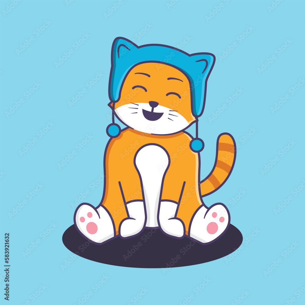 Cute Cat Smile Cartoon Illustration Stock Vector Adobe Stock
