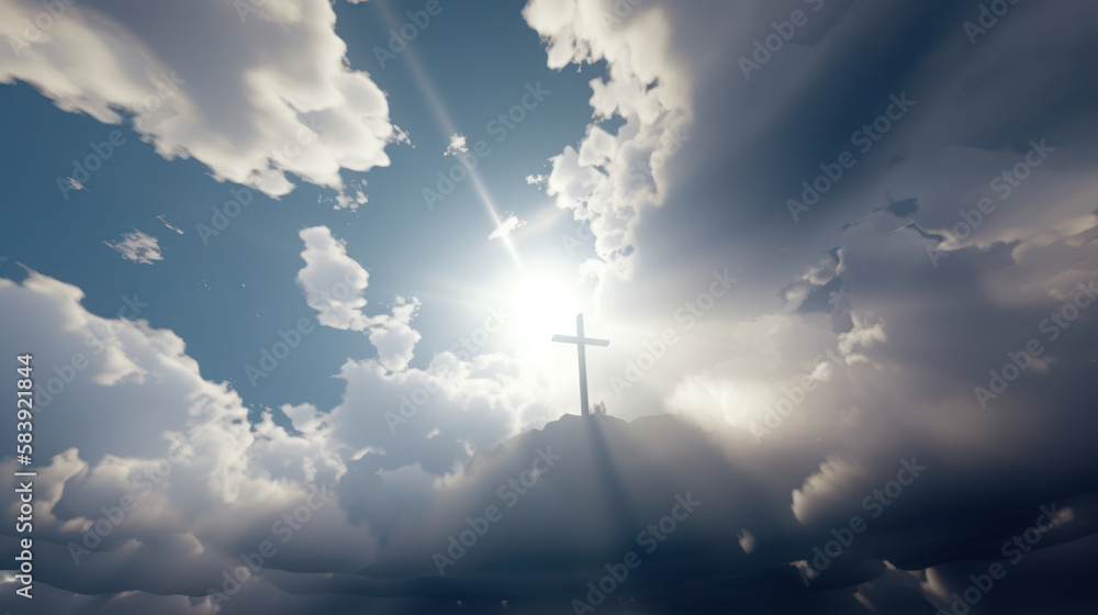 Cross Shape In Clouds - Risen - Jesus Ascends to Heaven Scene ...