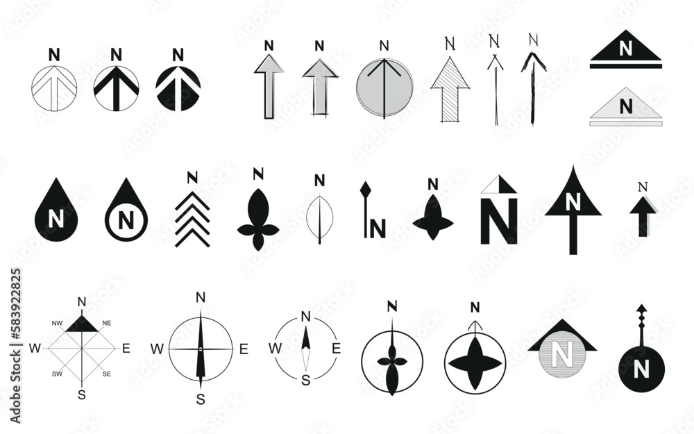 Vector set with several norths - ideal for use in projects and graphic ...