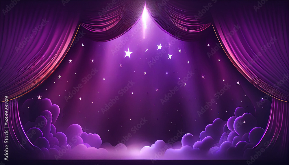 Theater stage with red curtains and spotlights for cartoon Ai generated ...