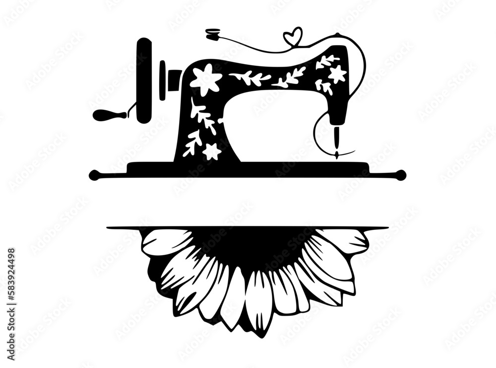 Floral Sewing Machine SVG DXF EPS Package, Flowers svg, Seamstress svg ...