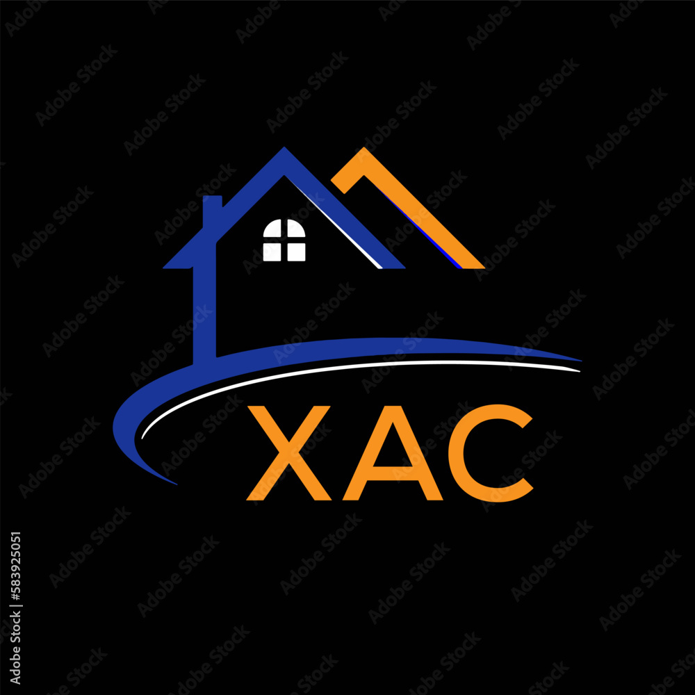 XAC letter logo. XAC blue vector image on black background. XAC ...