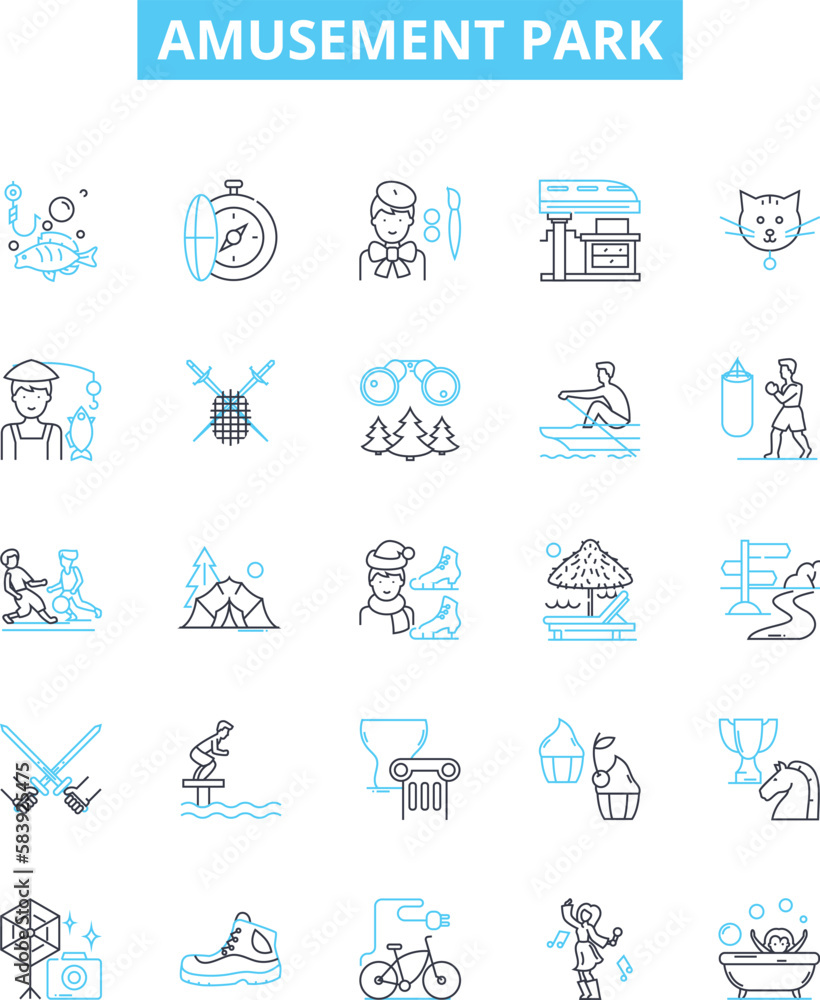amusement park vector line icons set. Festival, playground, carnival ...