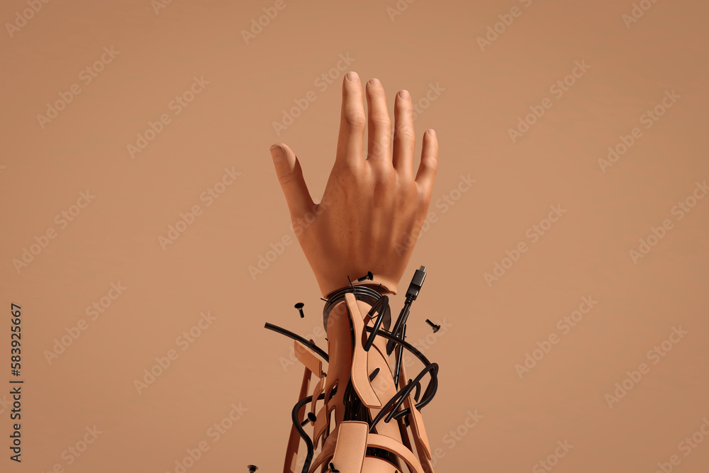 Robotic human arm broken into pieces Stock Illustration | Adobe Stock