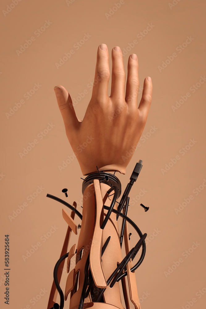 Robotic human arm broken into pieces Stock Illustration | Adobe Stock