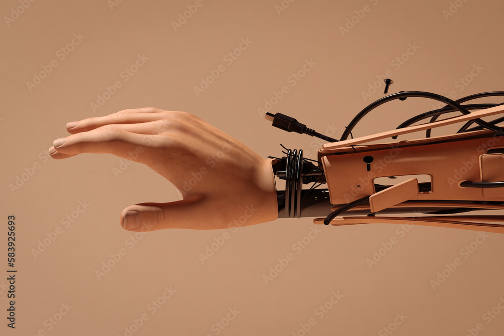 Robotic human arm broken into pieces Stock Illustration | Adobe Stock