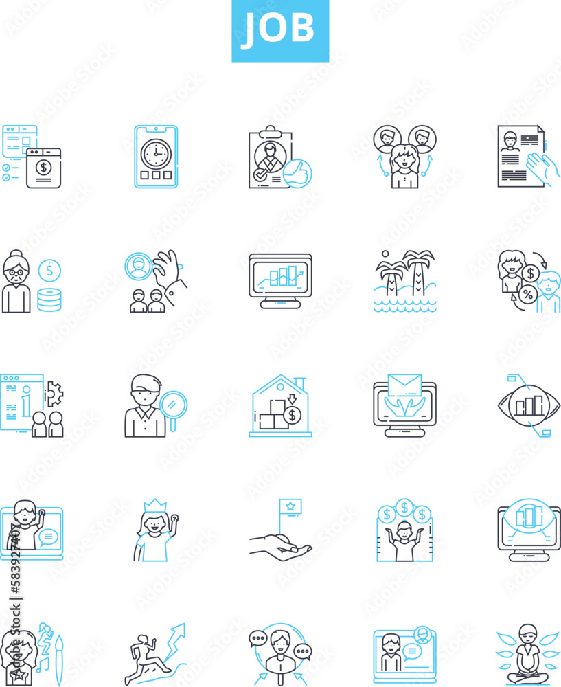Job vector line icons set. Work, Employment, Profession, Occupation ...