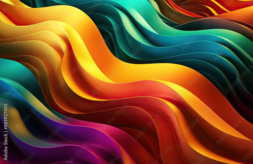Abstract colorful Metallic Wavy Background. Generative AI Stock ...