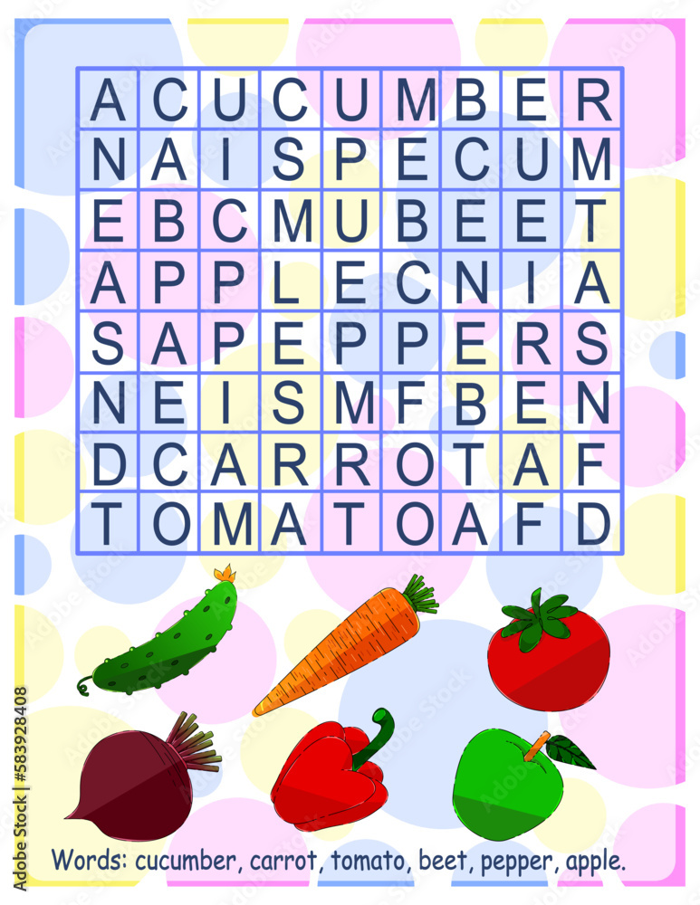 A simple crossword puzzle with word search for elementary and middle ...