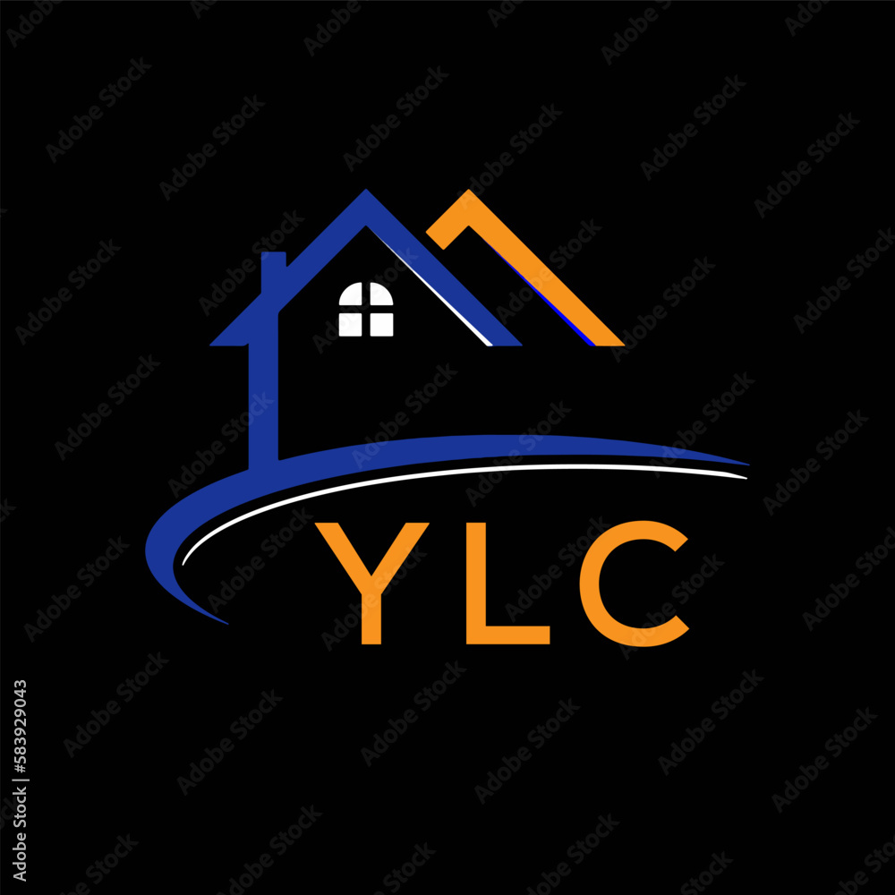 YLC House logo. KJG letter blue vector image on black background. KJG ...