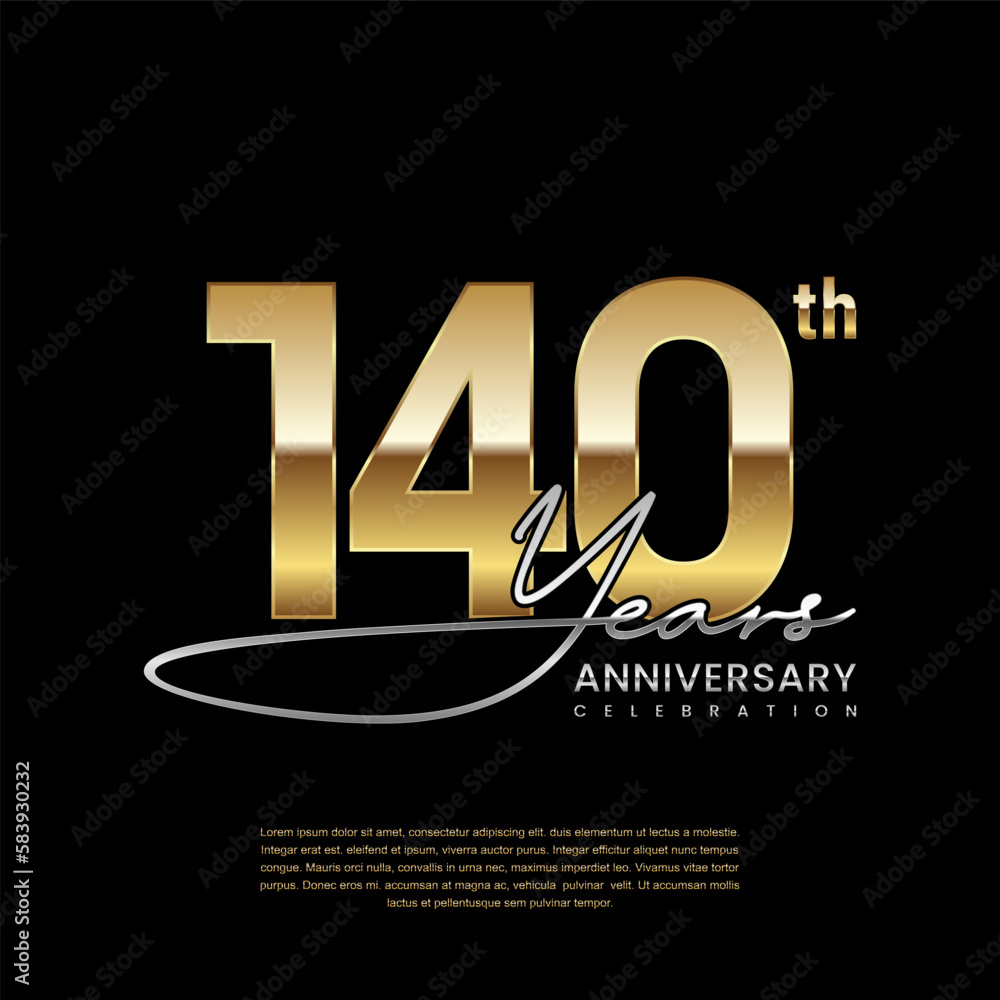 140 year anniversary. Luxury logo with golden ring style. Logo Vector ...