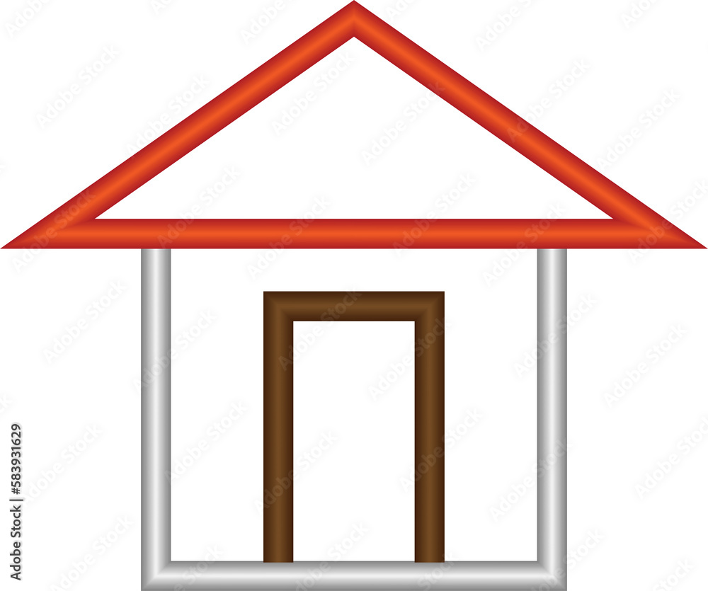 3d Line House Isolated Illustration in Transparent Background Stock ...