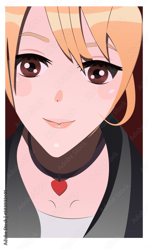 Face Young Girl Anime. Poster Design Female Manga. Vector Illustration ...