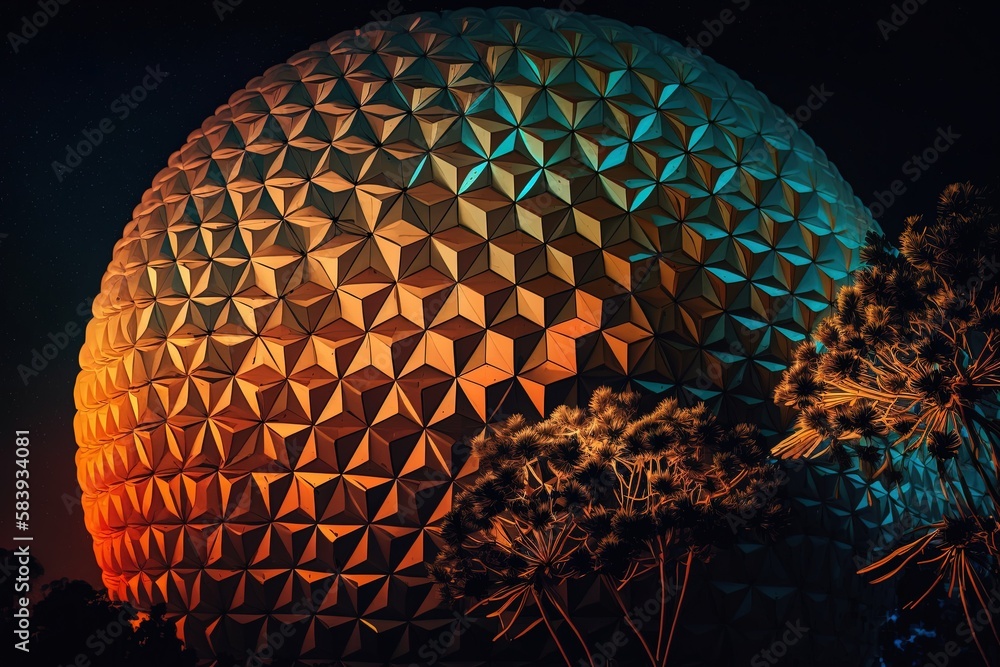 nighttime macro image of Epcot's wonderful colourful textures and black ...