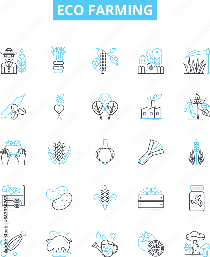 Eco farming vector line icons set. Eco-farming, Sustainable, Organic ...