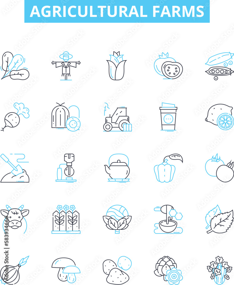 Agricultural farms vector line icons set. Farms, Agriculture, Crops ...