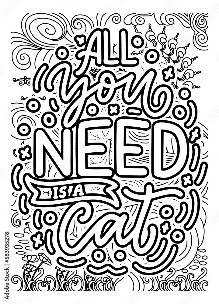 Cat Lover Motivational Quotes Coloring Page, Motivational Quotes ...