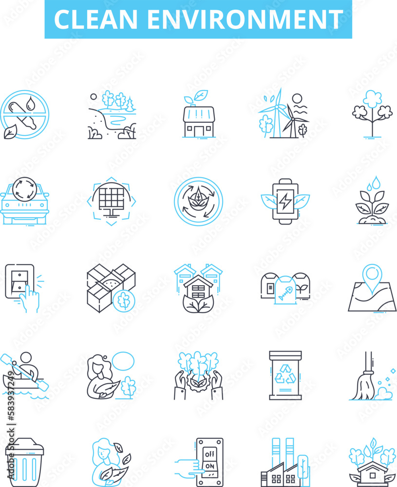 Clean environment vector line icons set. Environment, Cleanliness ...