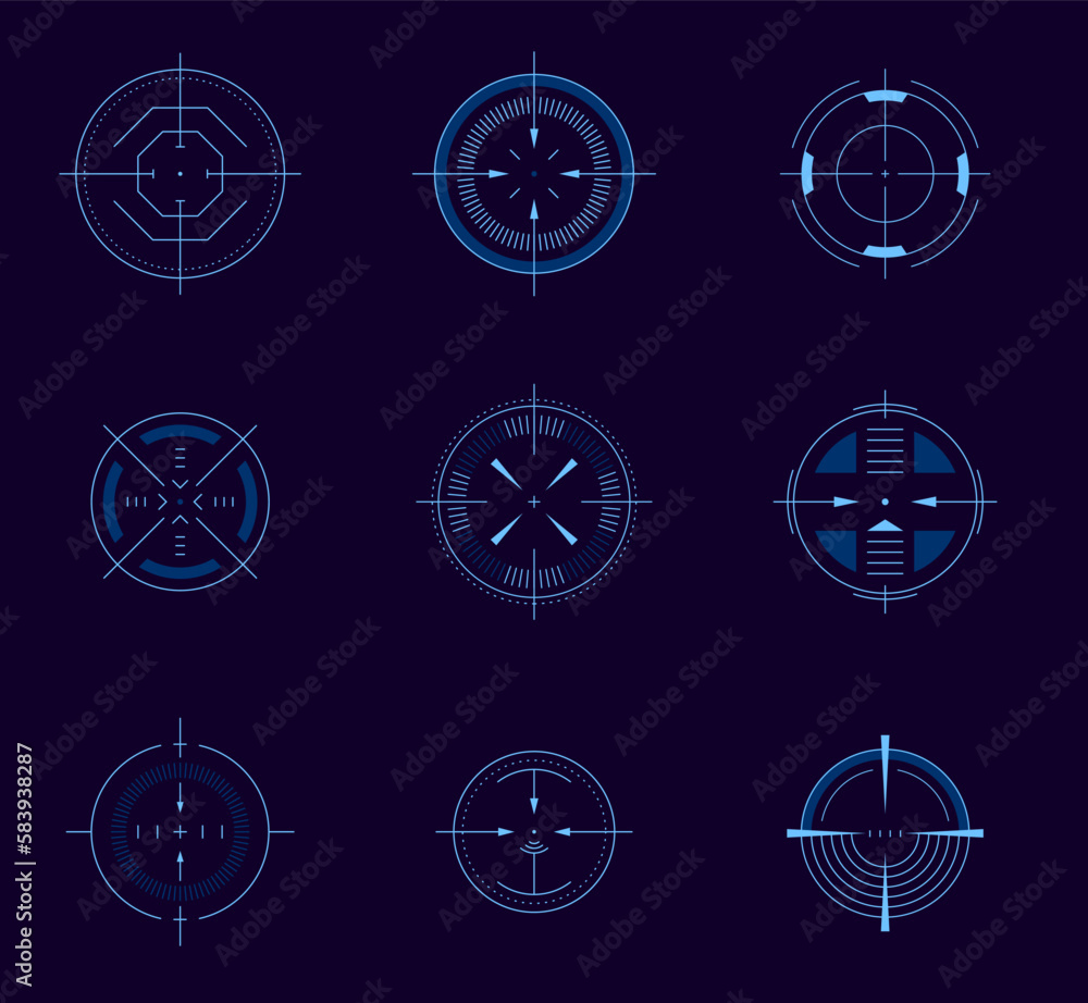 Vetor de Futuristic aim pointer. Circle HUD user interface element ...