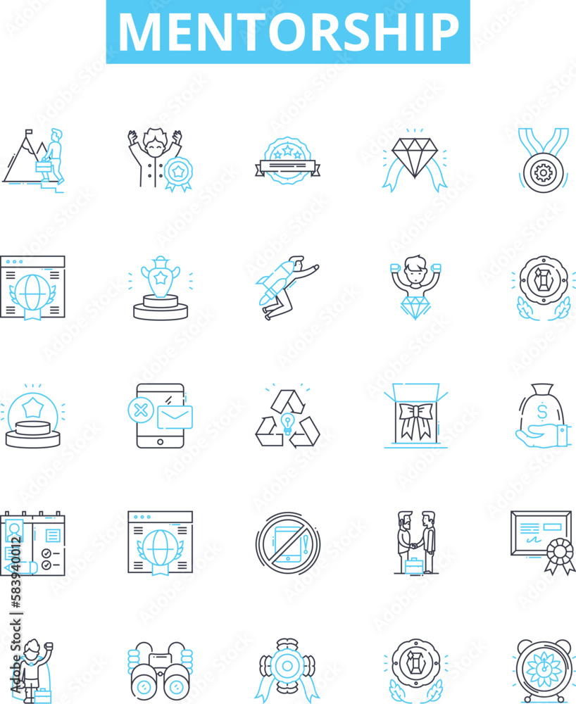 Mentorship vector line icons set. Mentor, Mentee, Guidance, Support ... Mentorship vector line icons set. Mentor, Mentee, Guidance, Support ...