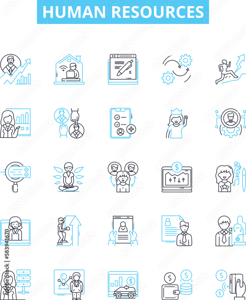 Human resources vector line icons set. Recruitment, Hiring, Job ...
