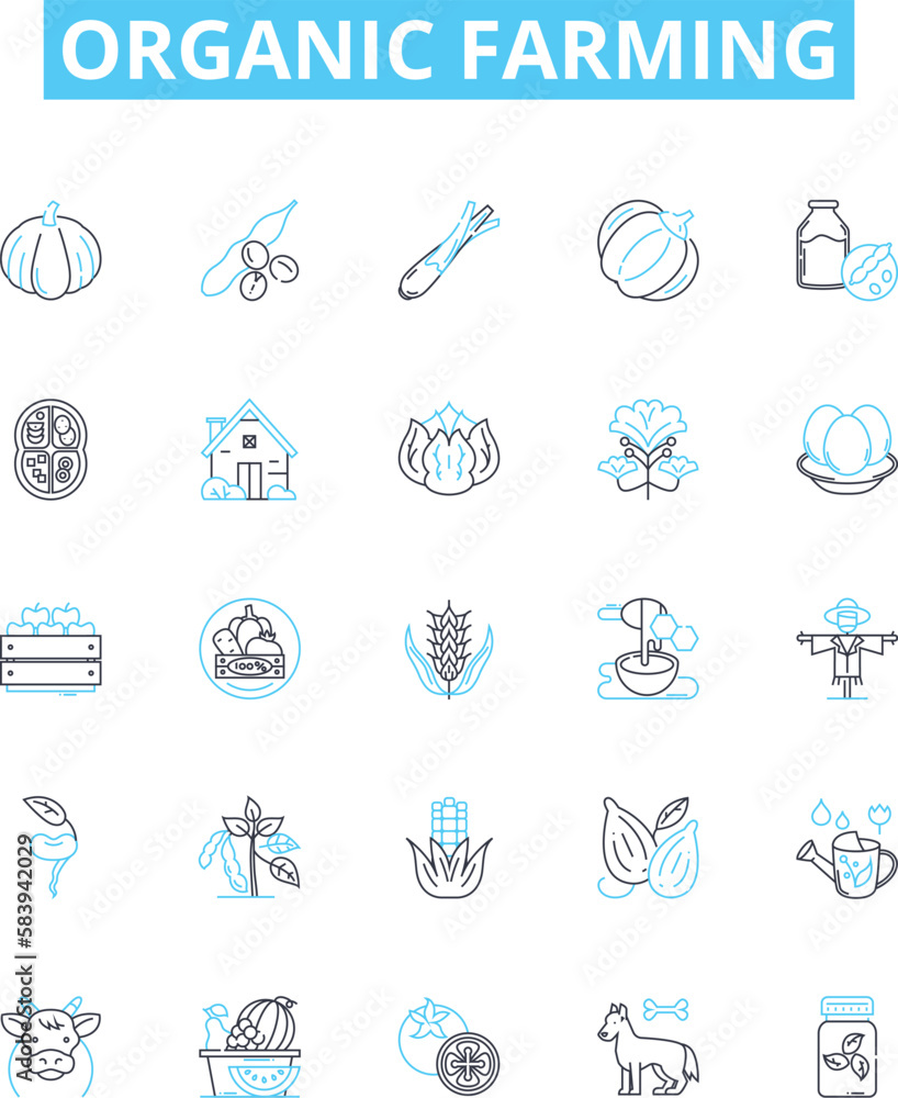 Organic farming vector line icons set. Organic, Farming, Agriculture ...