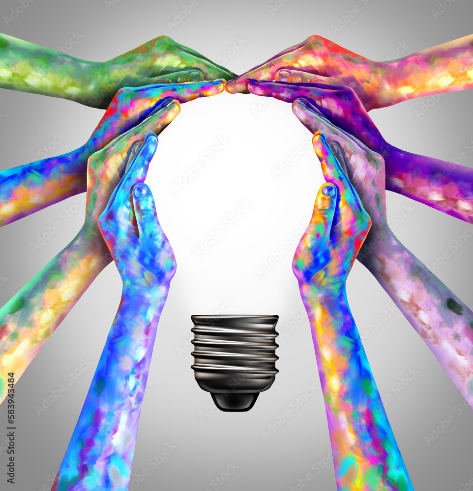 United creative People thinking together as a diverse art group coming ...