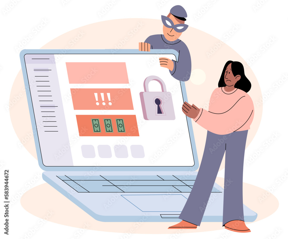 Vetor de Hacker attack protection, internet security concept. Cyber ...