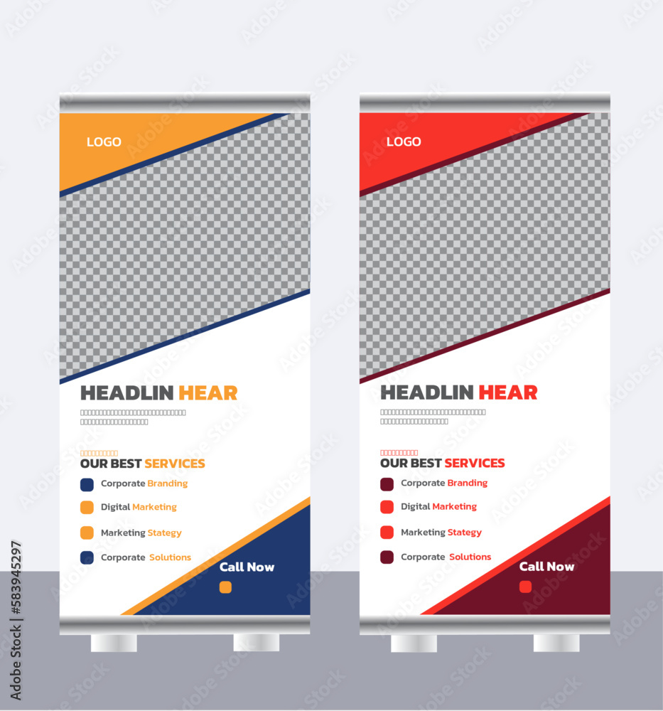 rollup stand size 18*36, banners layout stock template, corporate ...