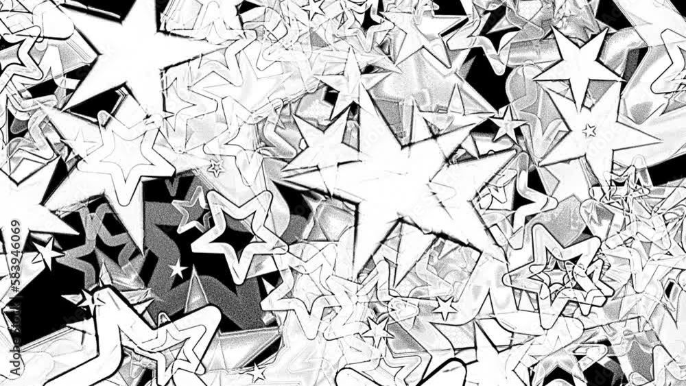 Comic star geometric shapes animation in ink scratches and spots in pop ...
