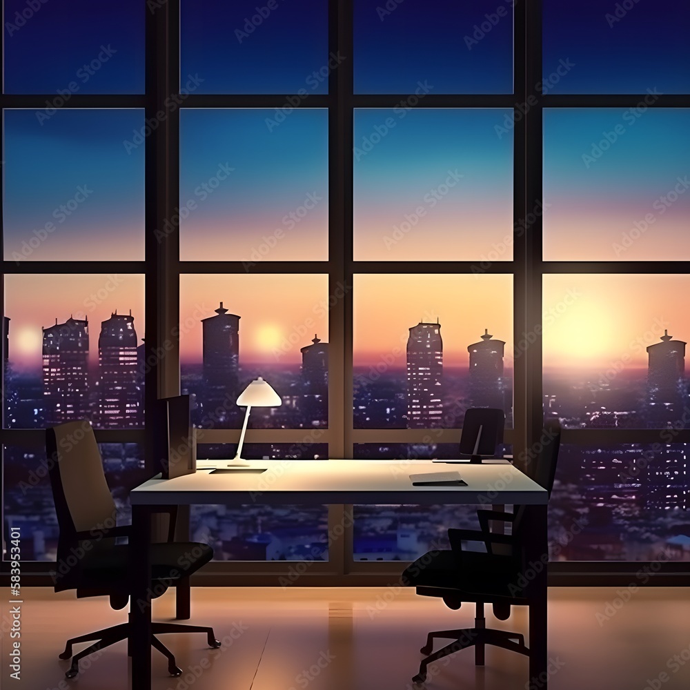 Office interior. Back view. created with Generative AI technology ...