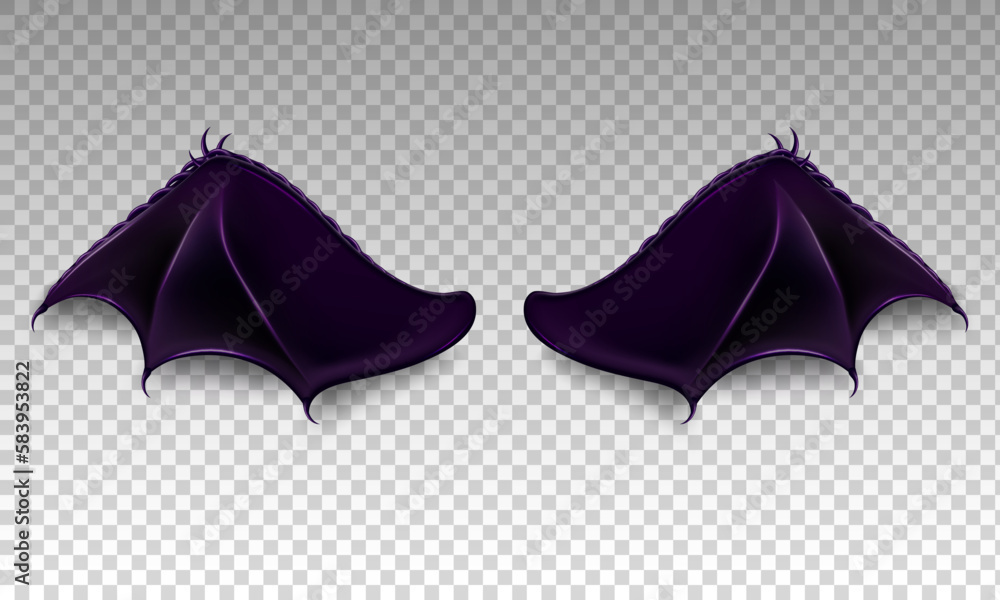 Purple devil, dragon or bat wings isolated on transparent background ...