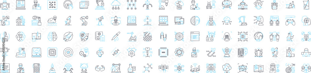 AI technology vector line icons set. AI, Technology, Artificial ...