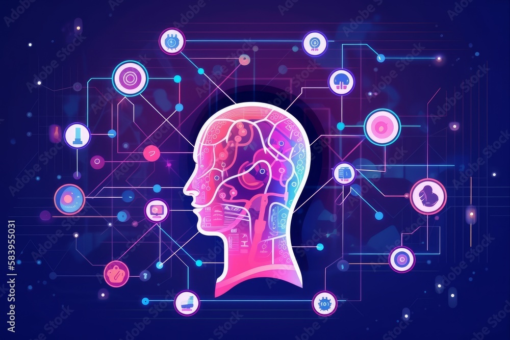 System Artificial Intelligence, Chat AI, Machine Learning, Neural networks. Machines ...