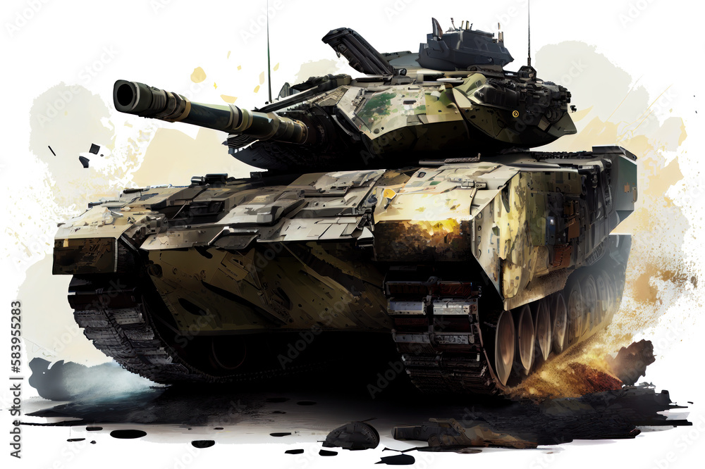 Military tank side view isolated on white, with transparent background ...